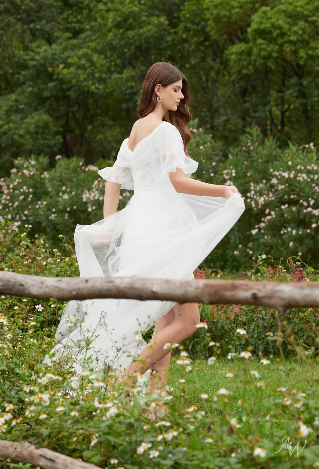 AW Lichen Wedding Dress, Jasmine Green Lace Floor Length Sweetheart ...
