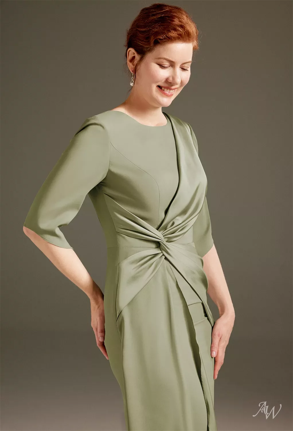 AW Caesar Dress, Mist Satin Charmeuse Floor Length Bateau Neckline Mother of the Bride Dresses ...
