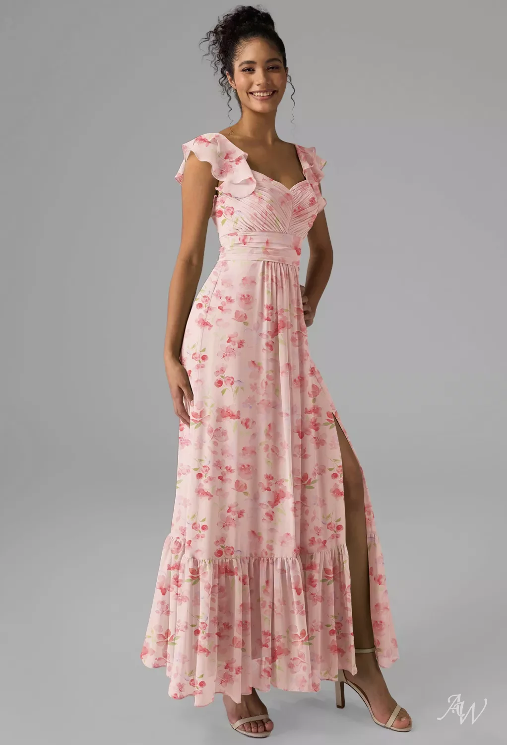 AW Rory Dress, Chiffon Ankle Length Sweetheart Neckline Bridesmaid ...