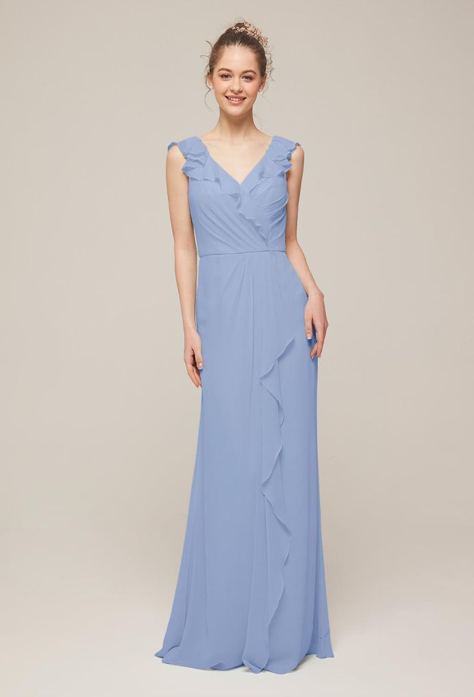 AW Elissa Dress, Chiffon Tea Length V-Neck Bridesmaid Dresses | AW.Bridal