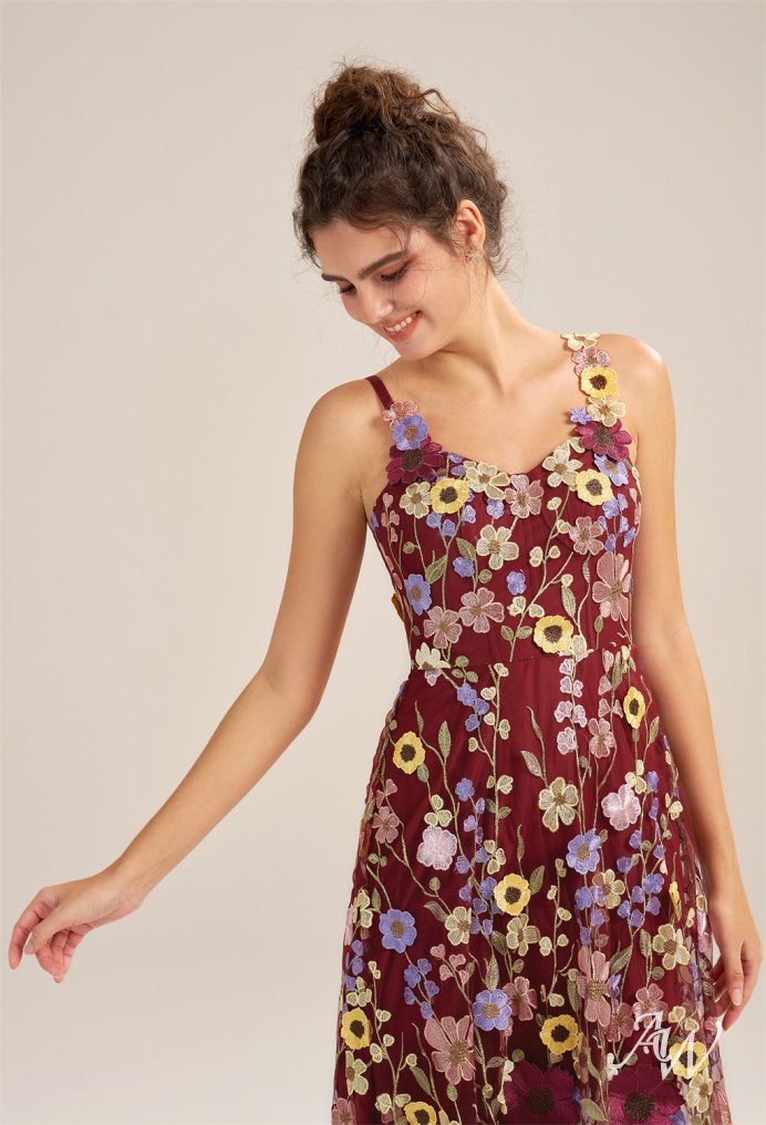 AW Alison Dress, Tulle Floor Length V-Neck Bridesmaid Dresses | AW.Bridal