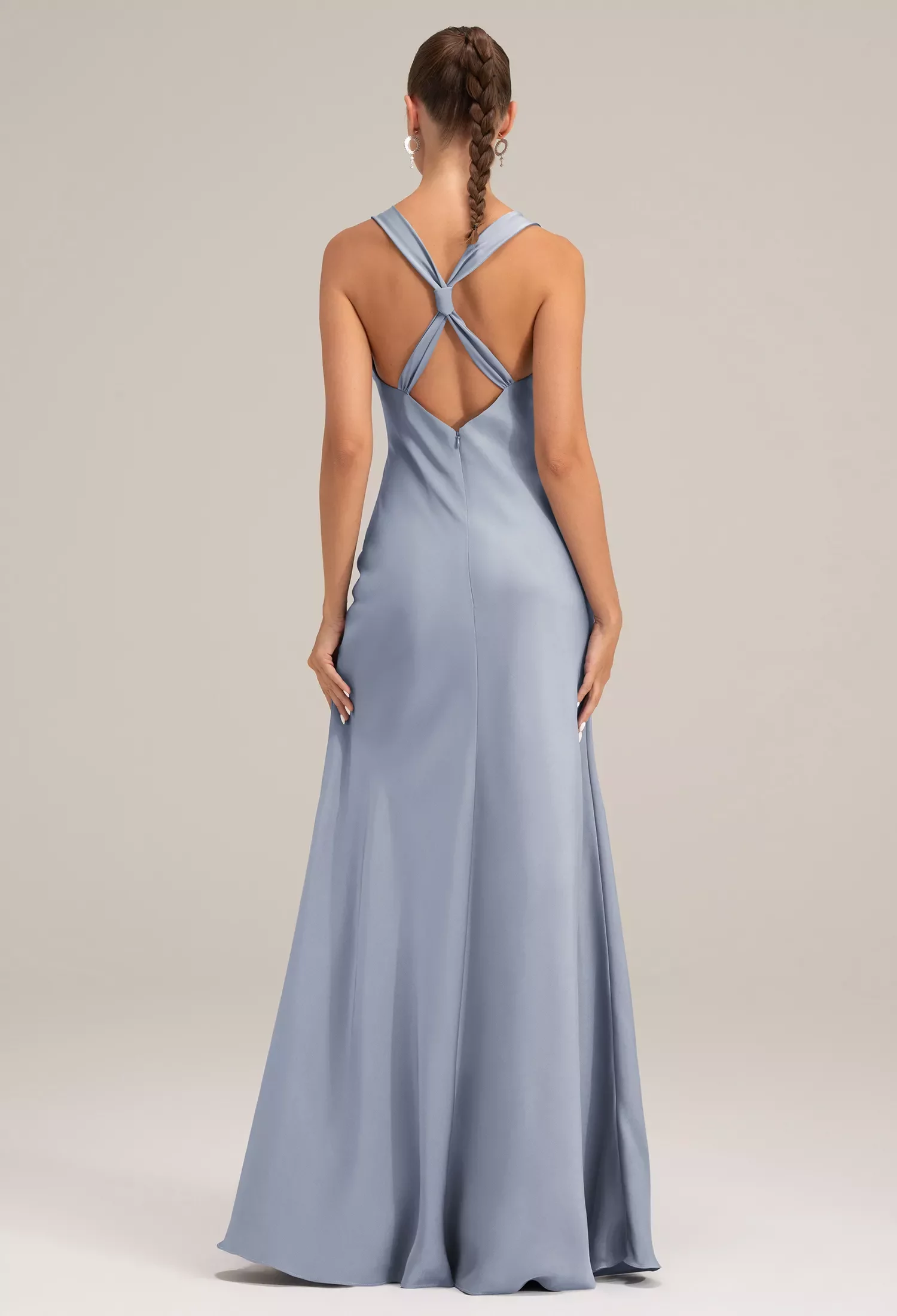 AW Hermione Dress, Taupe Satin Charmeuse Floor Length Straight Neckline Bridesmaid Dresses | AW ...