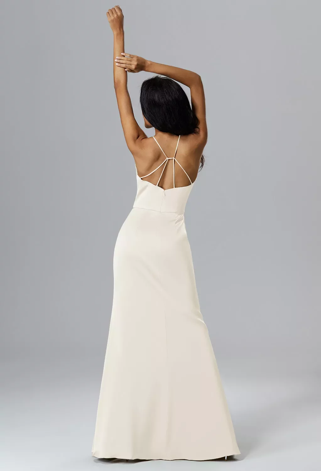 AW Terry Dress, Champagne Crystal Satin Satin Charmeuse Floor Length ...