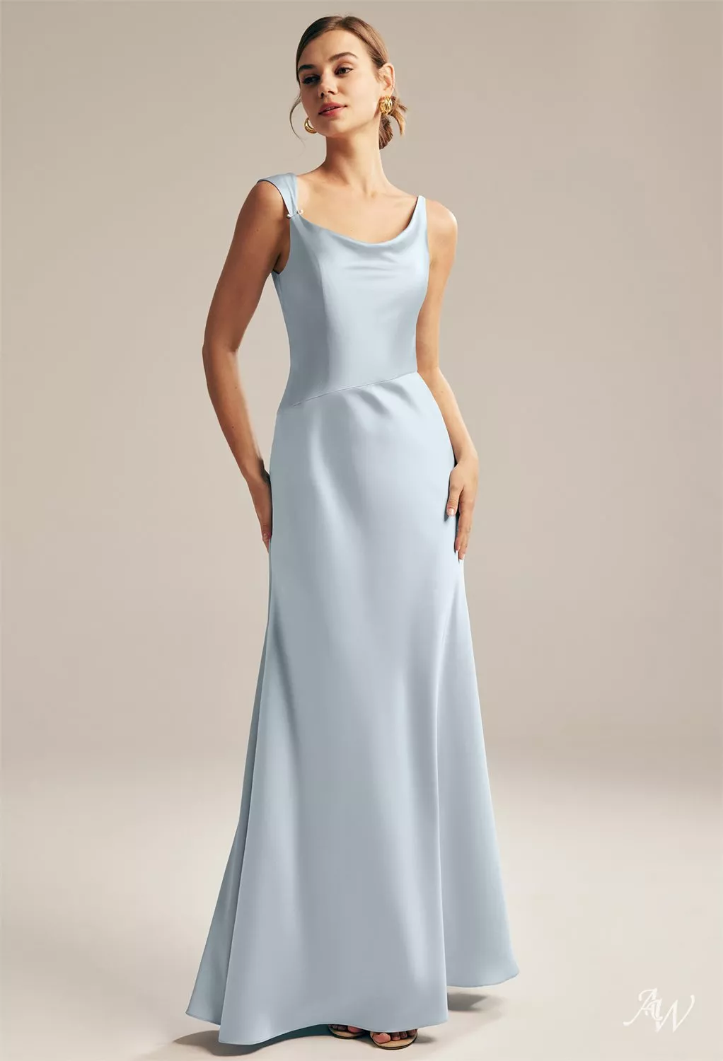AW Meggie Dress, Baby Blue Crystal Satin Satin Charmeuse Stretch Satin ...