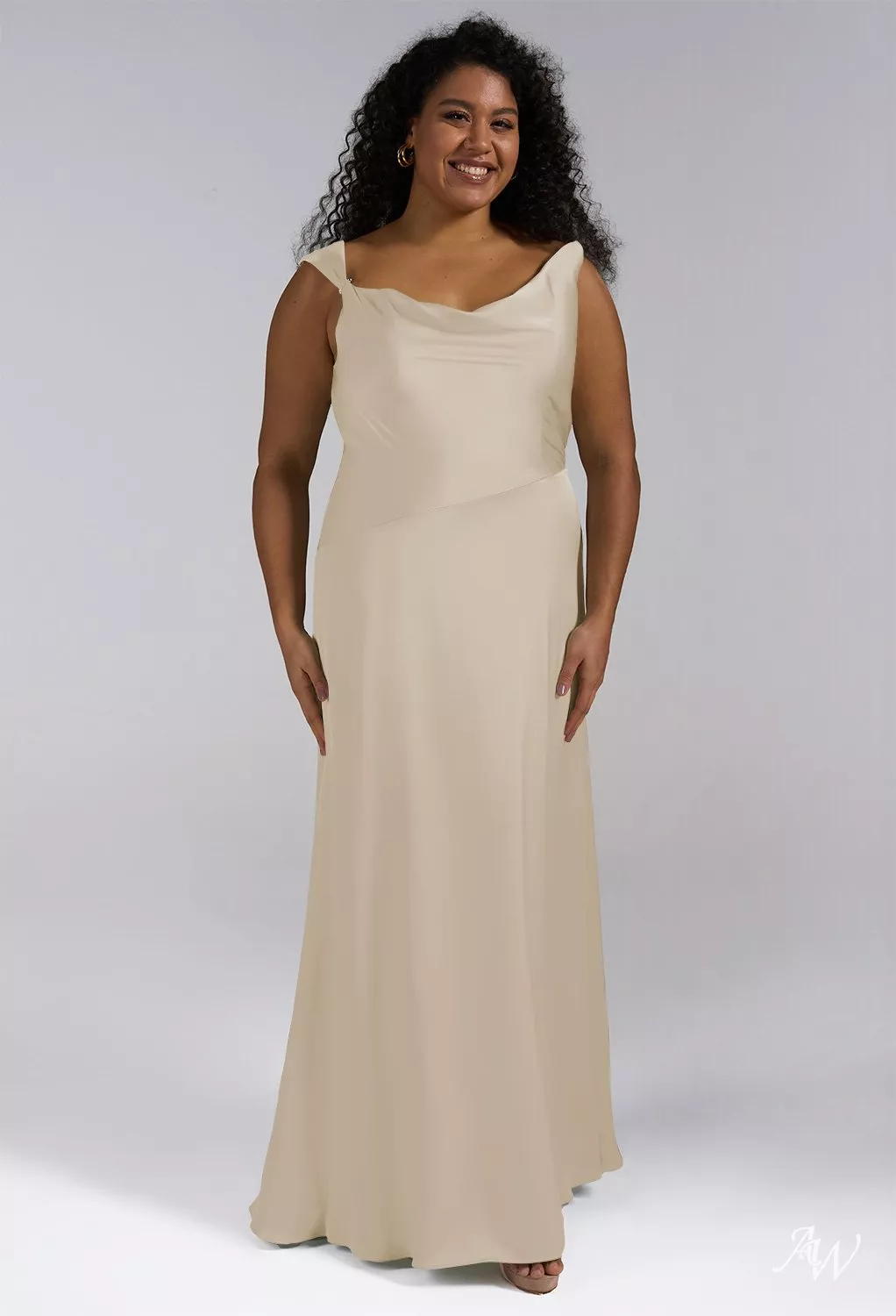 AW Meggie Dress, Baby Blue Crystal Satin Satin Charmeuse Floor Length ...