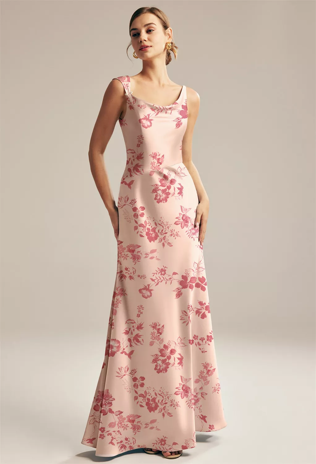 AW Largo Dress, Blushing Peonies Crystal Satin Satin Charmeuse Floor ...