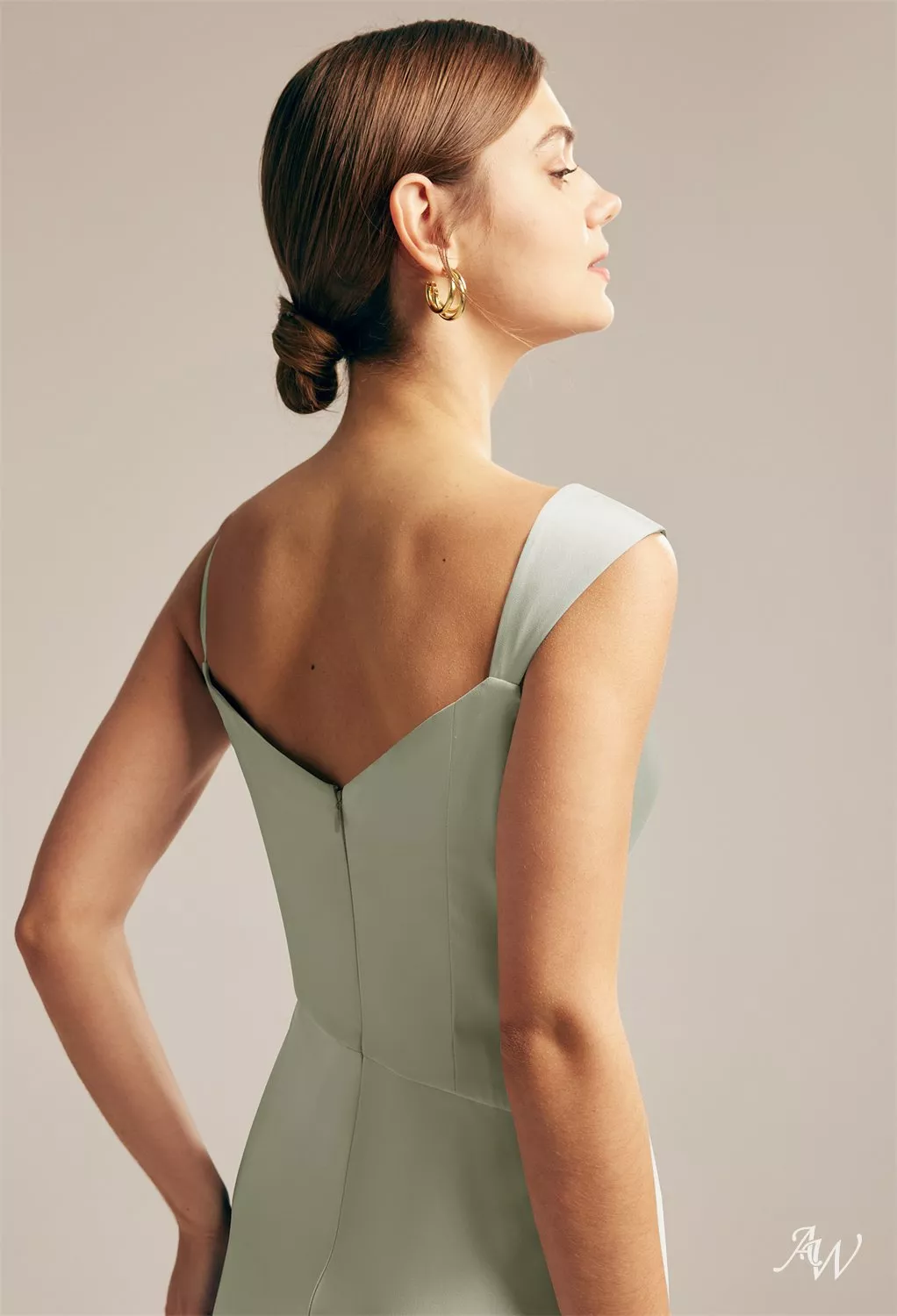 AW Meggie Dress, Baby Blue Crystal Satin Satin Charmeuse Floor Length ...