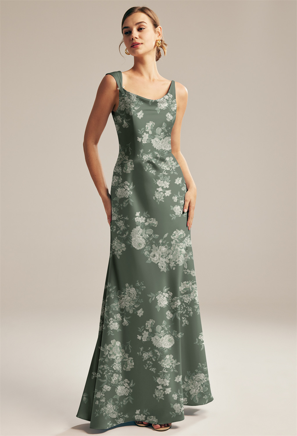 AW Rohan Dress, Fennel Seed Crystal Satin Satin Charmeuse Floor Length ...