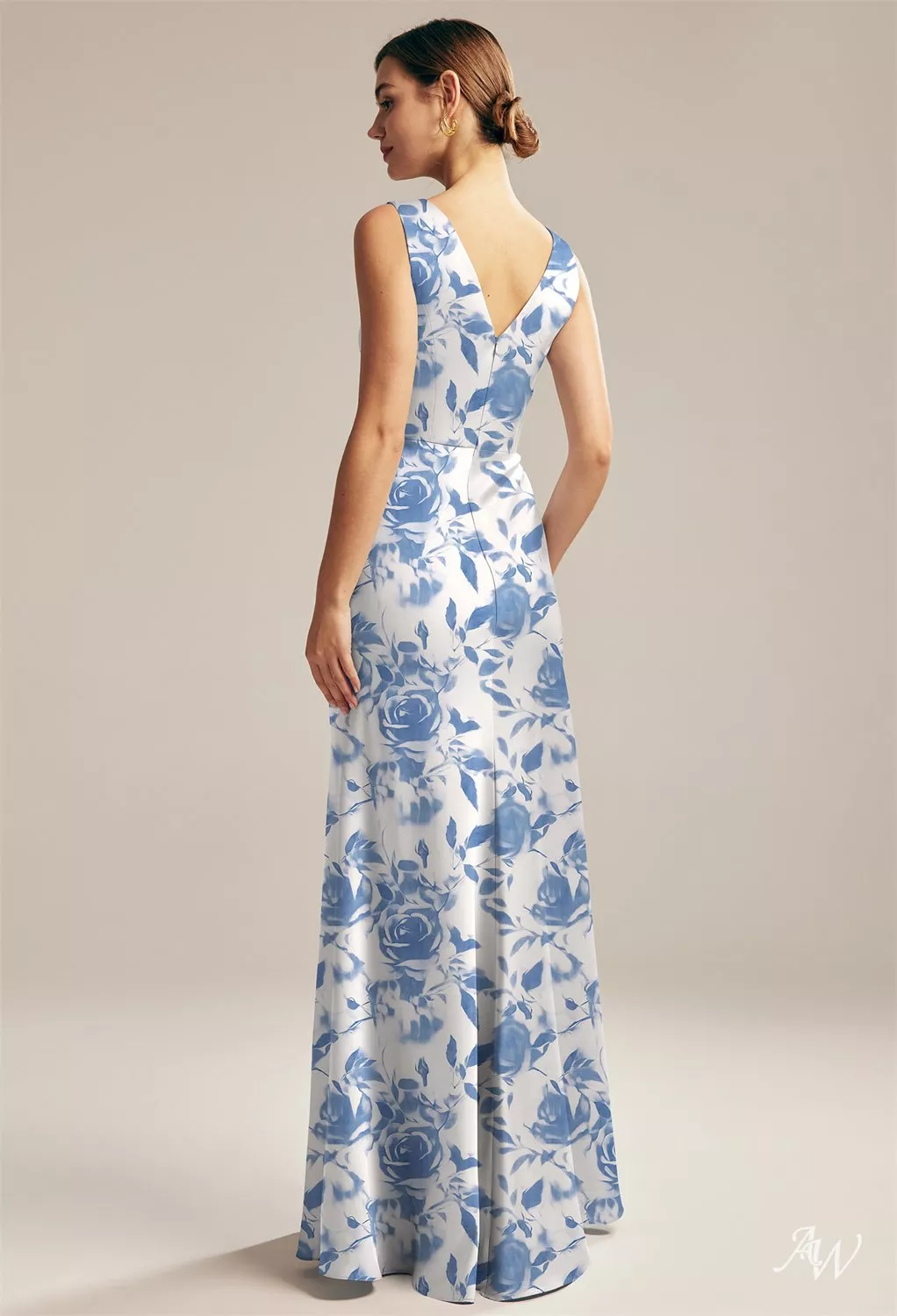 AW Maura Dress, Blushing Peonies Crystal Satin Satin Charmeuse Floor ...