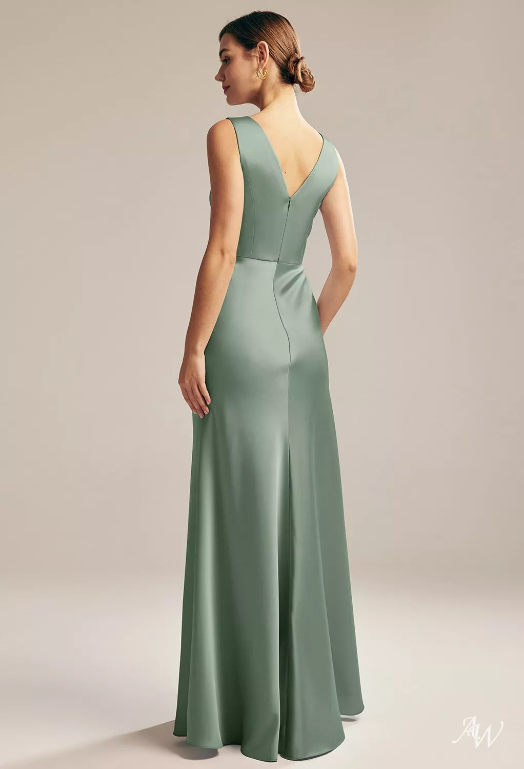 AW Maura Dress, Blushing Peonies Crystal Satin Satin Charmeuse Floor ...