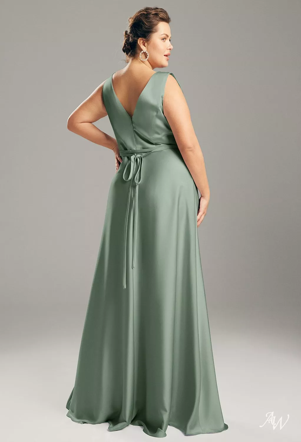 AW Maura Dress, Blushing Peonies Crystal Satin Satin Charmeuse Floor ...