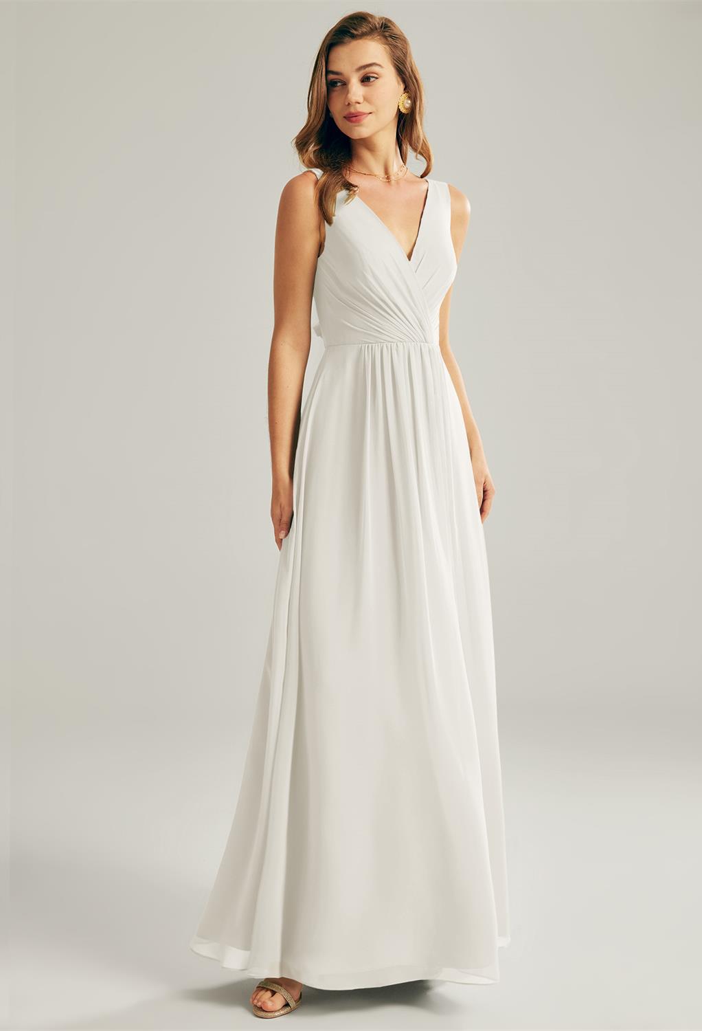 AW Rowan Dress, Rose Pink Chiffon Ankle Length Square Neckline Bridesmaid Dresses | AW.Bridal