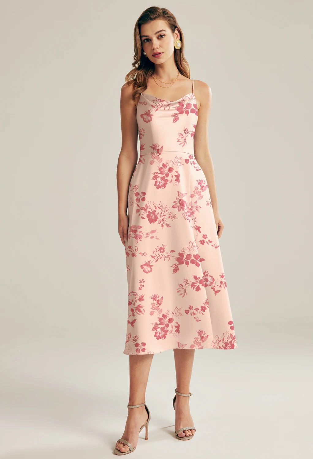 AW Largo Dress, Blushing Peonies Crystal Satin Satin Charmeuse Floor ...