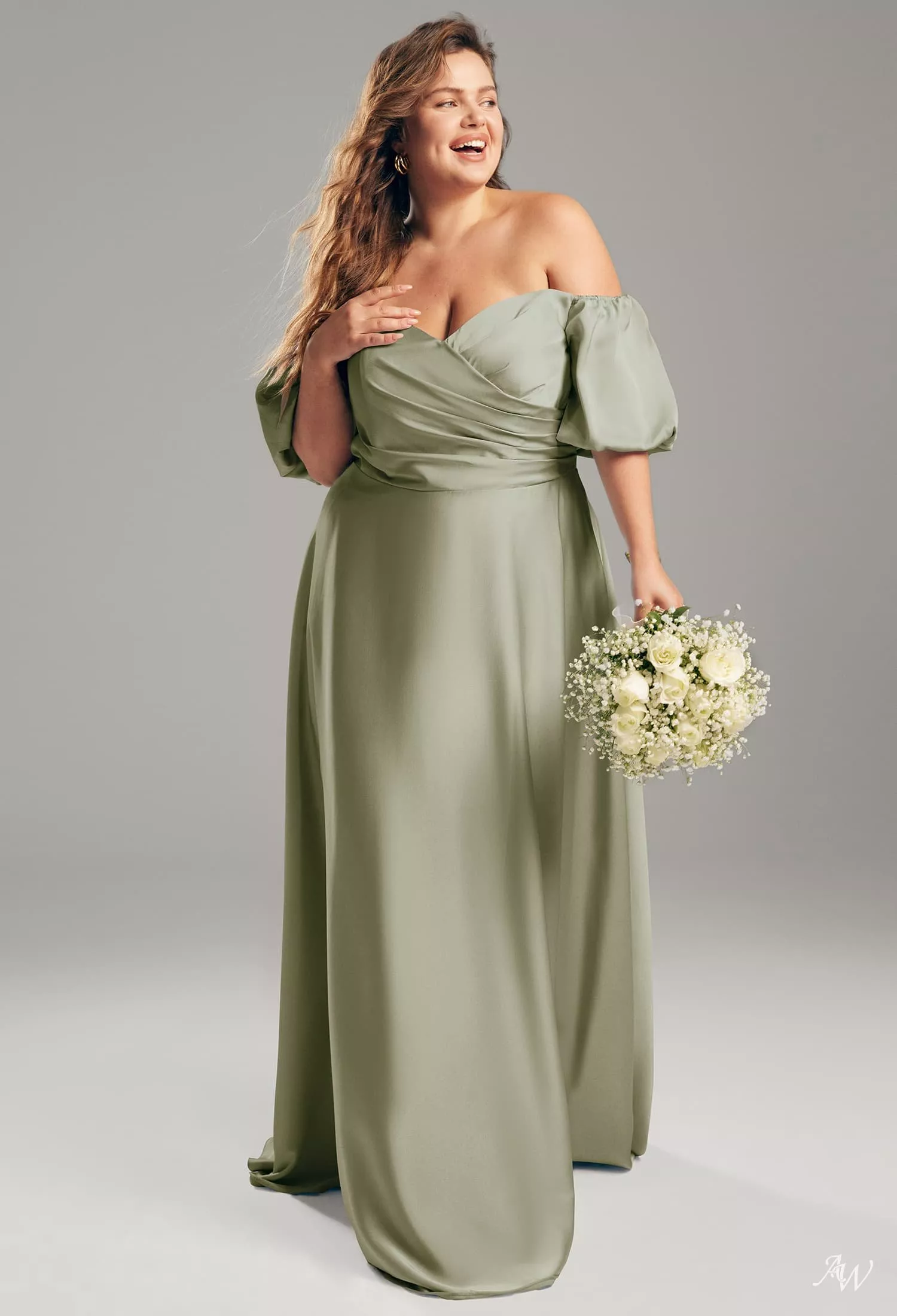 AW Dey Dress, Hunter Green Crystal Satin Satin Charmeuse Floor Length ...