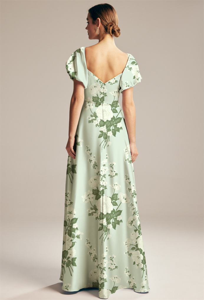 AW Maura Dress, Blushing Peonies Crystal Satin Satin Charmeuse Floor ...