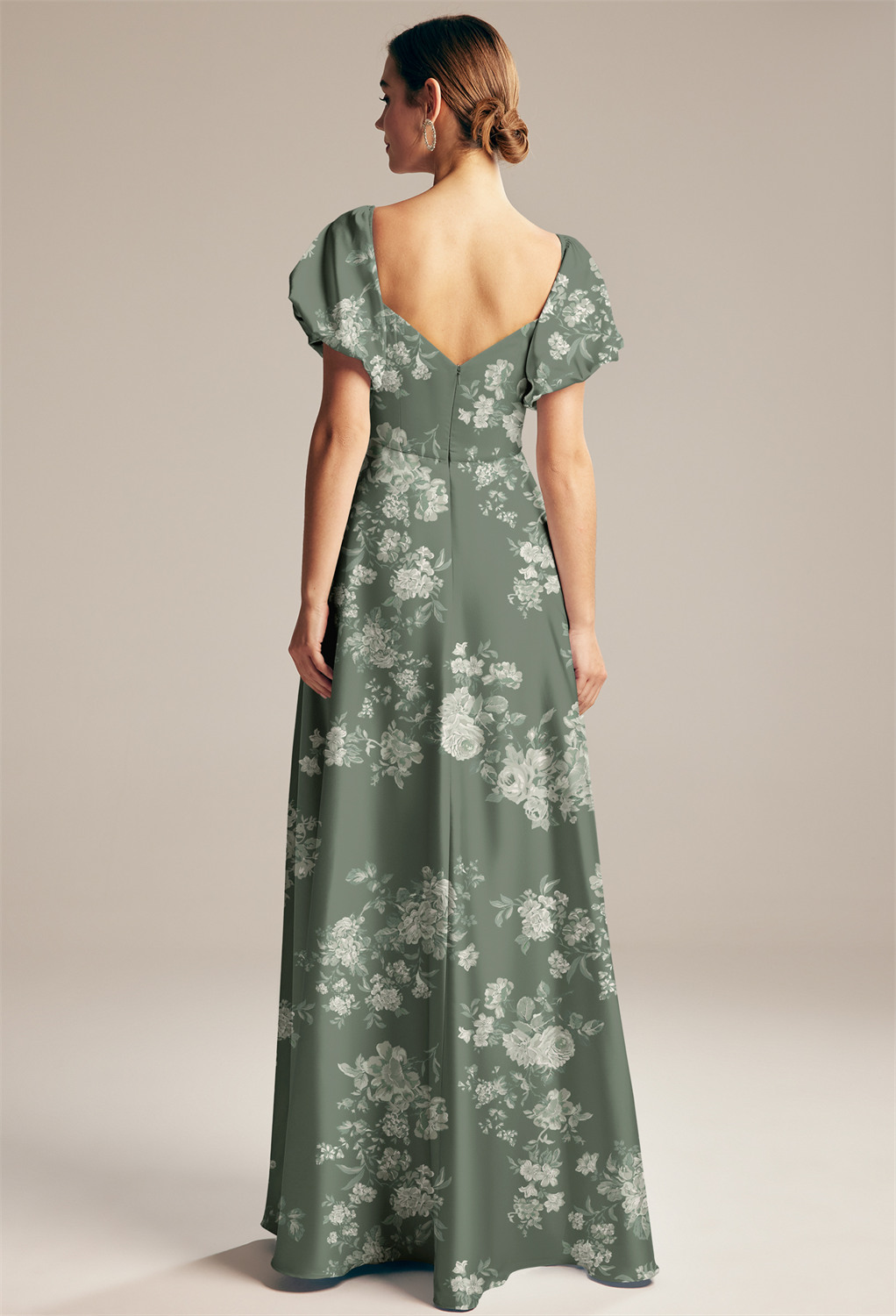 AW Asa Dress, Sage Green Crystal Satin Satin Charmeuse Tea Length ...