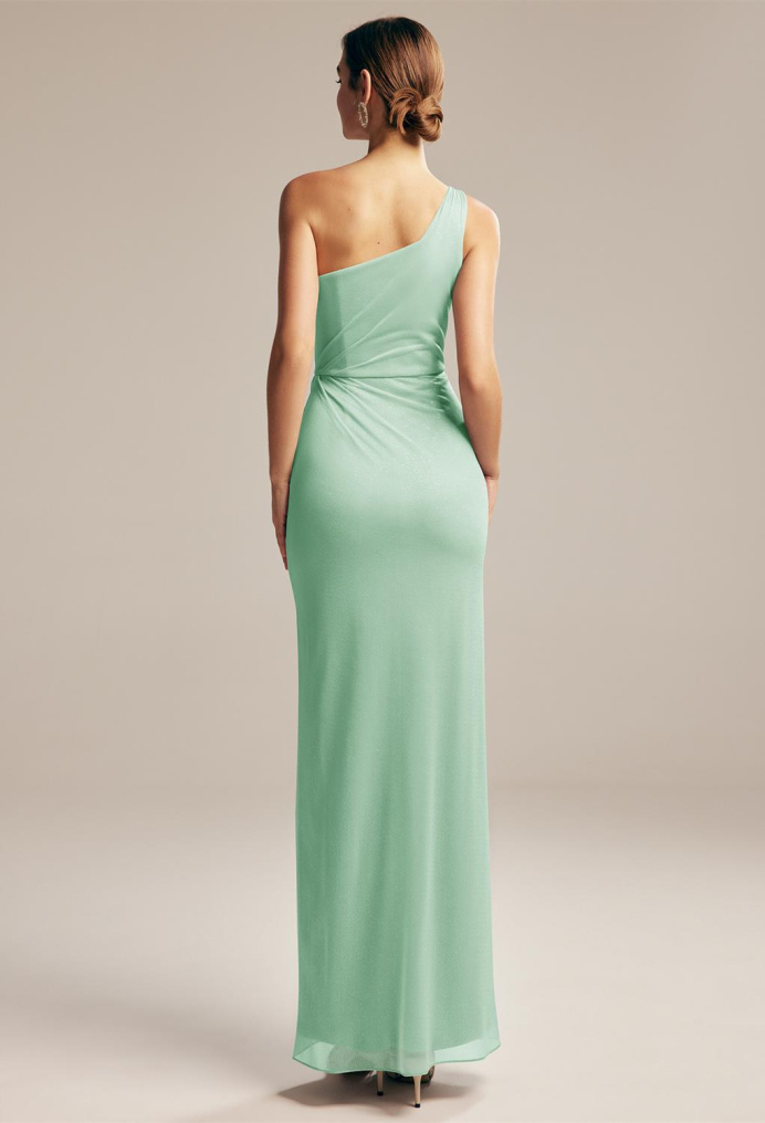 AW Brenda Dress, Burgundy Glitter Mesh Floor Length V-Neck Bridesmaid ...