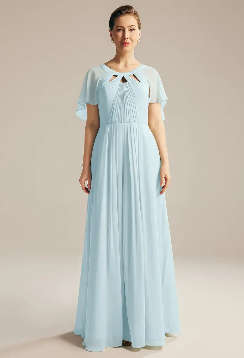 AW Difluence Dress, Burgundy Chiffon Tea Length V-Neck Mother of the ...