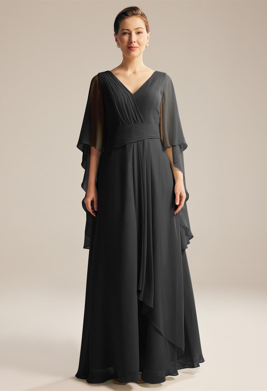 AW Eloise Dress, Biscotti Chiffon Floor Length Bateau Neckline Mother ...