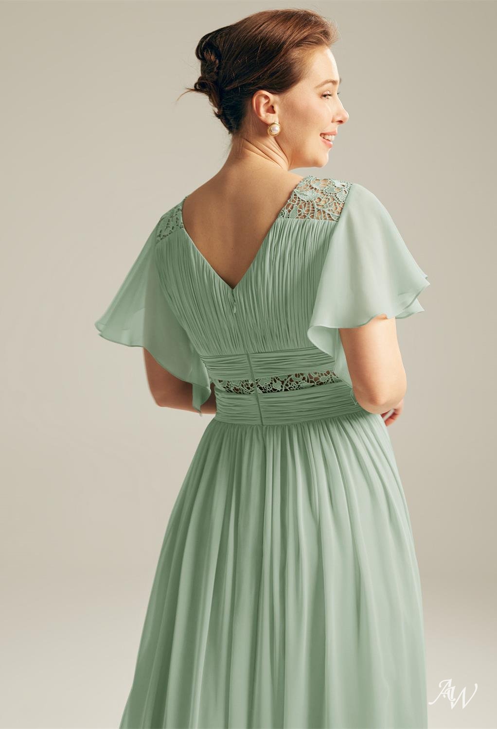 AW Marion Dress, Burgundy Chiffon Floor Length Bateau Neckline Mother ...