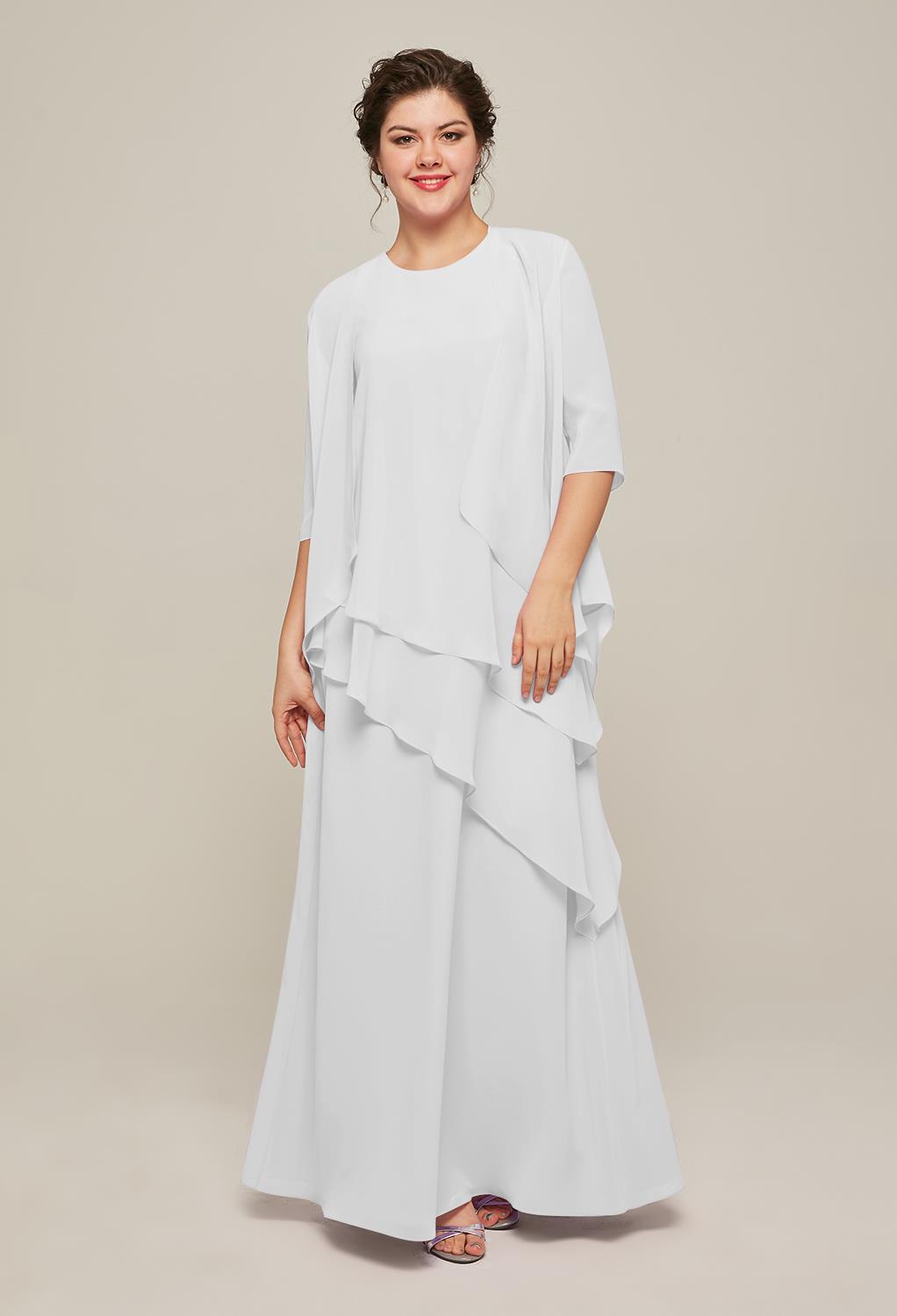 AW Eloise Dress, Biscotti Chiffon Floor Length Bateau Neckline Mother ...