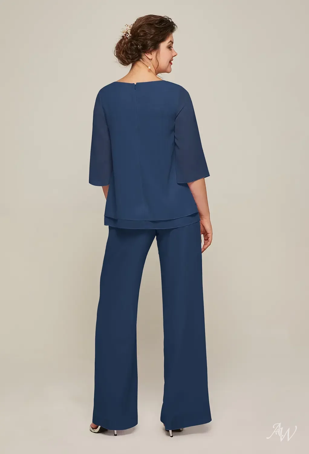 AW Allison Pantsuit, Light Dusty Blue Chiffon Floor Length Bateau ...