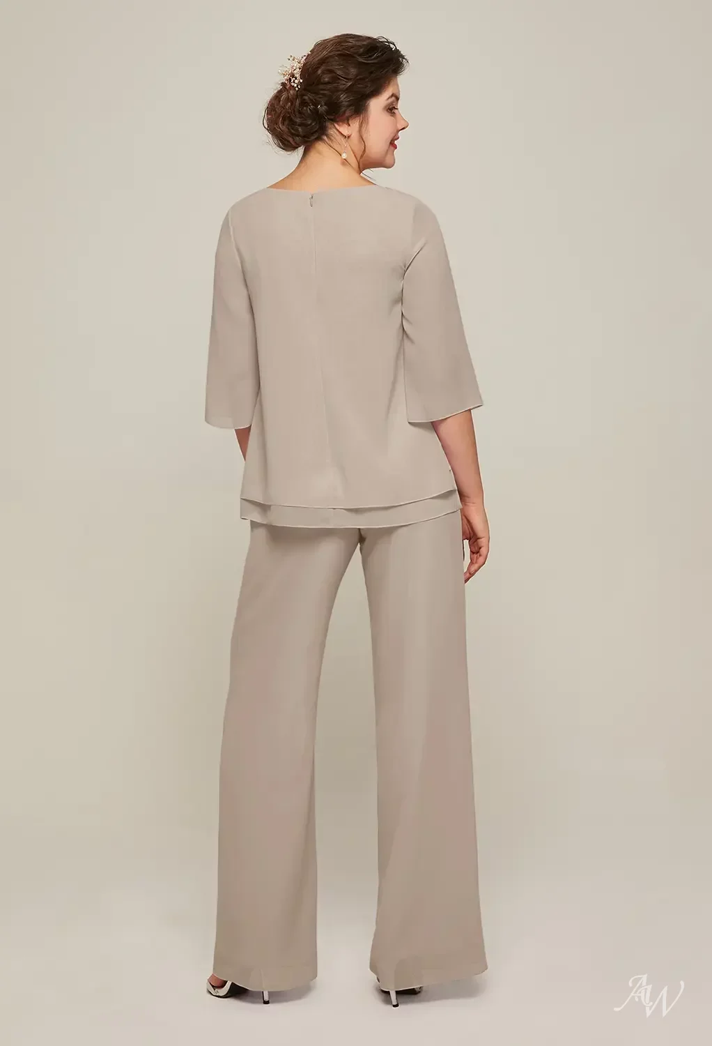 AW Allison Pantsuit, Light Dusty Blue Chiffon Floor Length Bateau ...