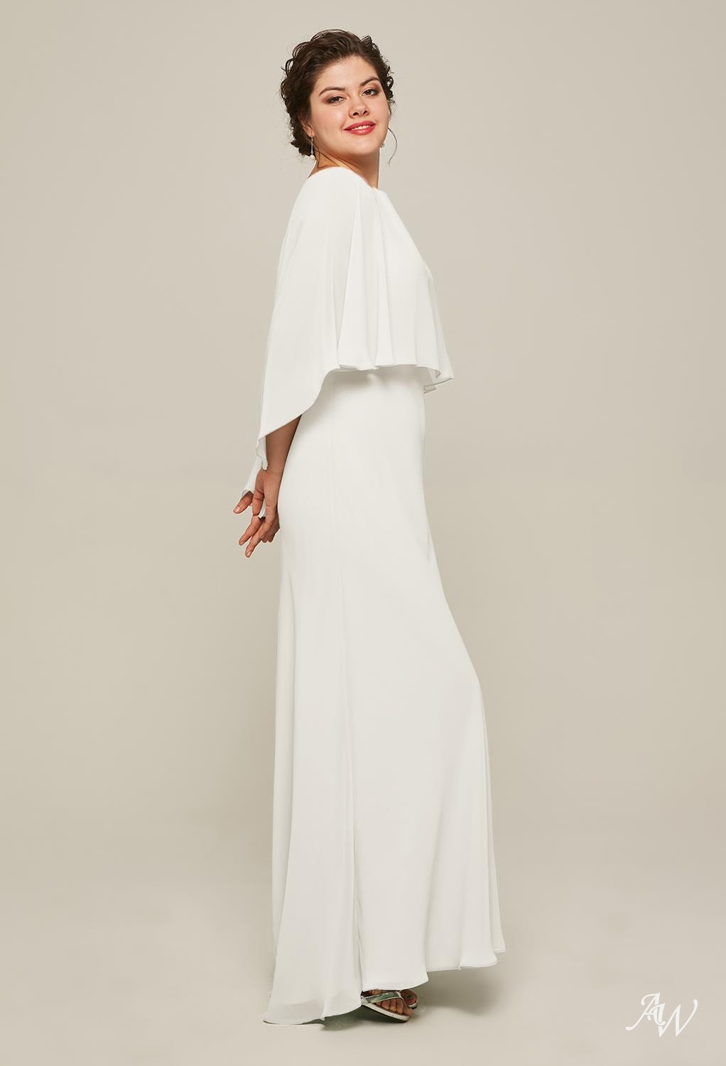 AW Adina Dress, Burgundy Chiffon Floor Length Bateau Neckline Sales | AW.Bridal