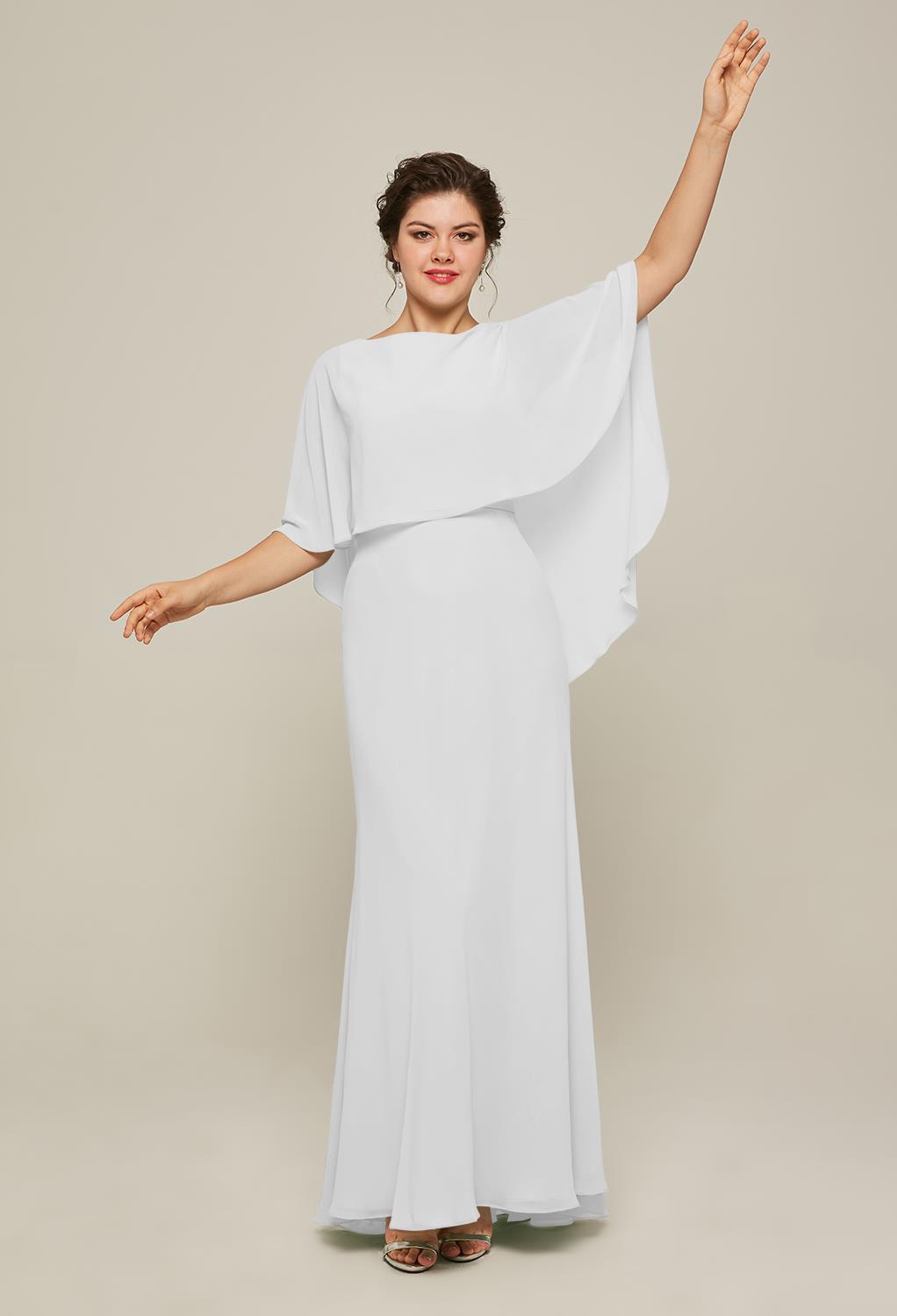 AW Eloise Dress, Biscotti Chiffon Floor Length Bateau Neckline Mother ...