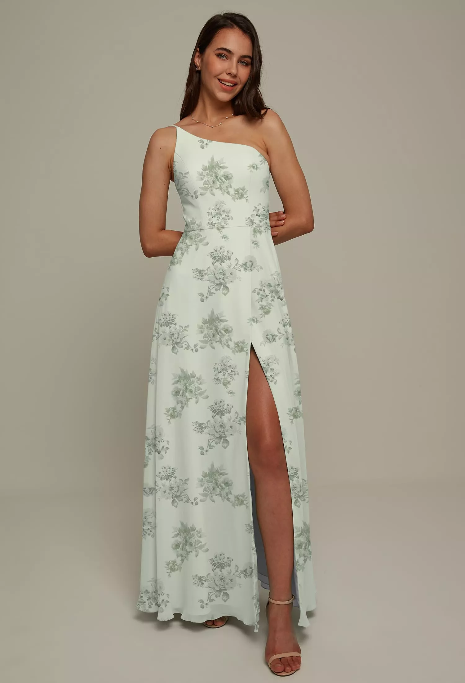 AW Flossie Jumpsuit, Verdant Wilds Chiffon Floor Length V-Neck ...