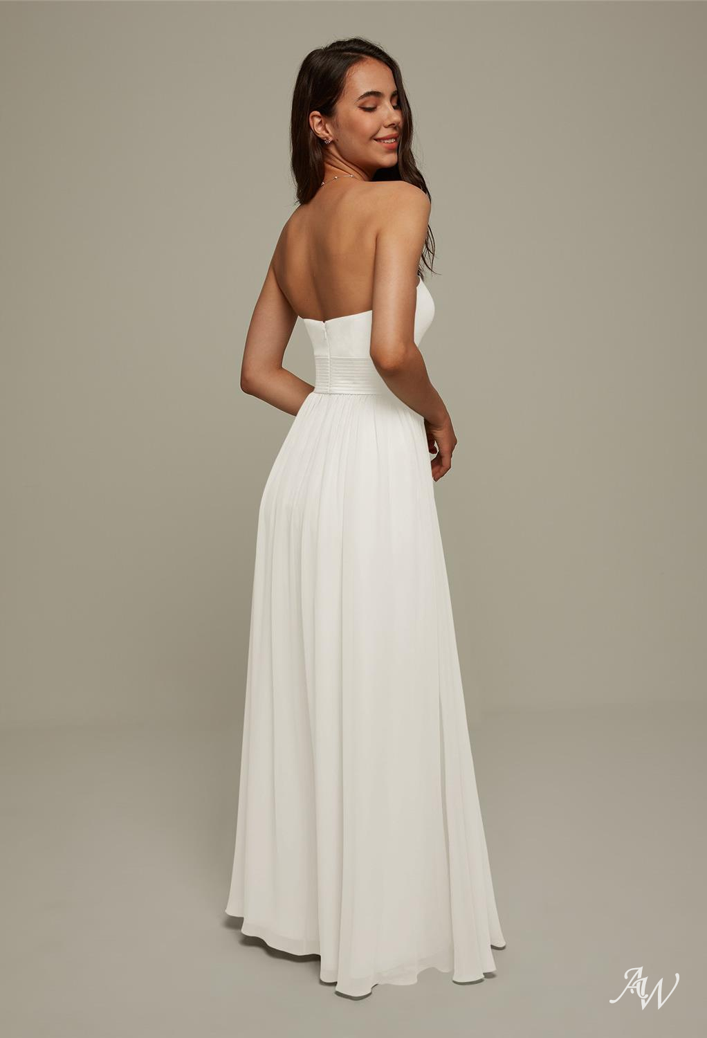 AW Diane Dress, Peach Pink Chiffon Floor Length Sweetheart Neckline Bridesmaid Dresses | AW.Bridal