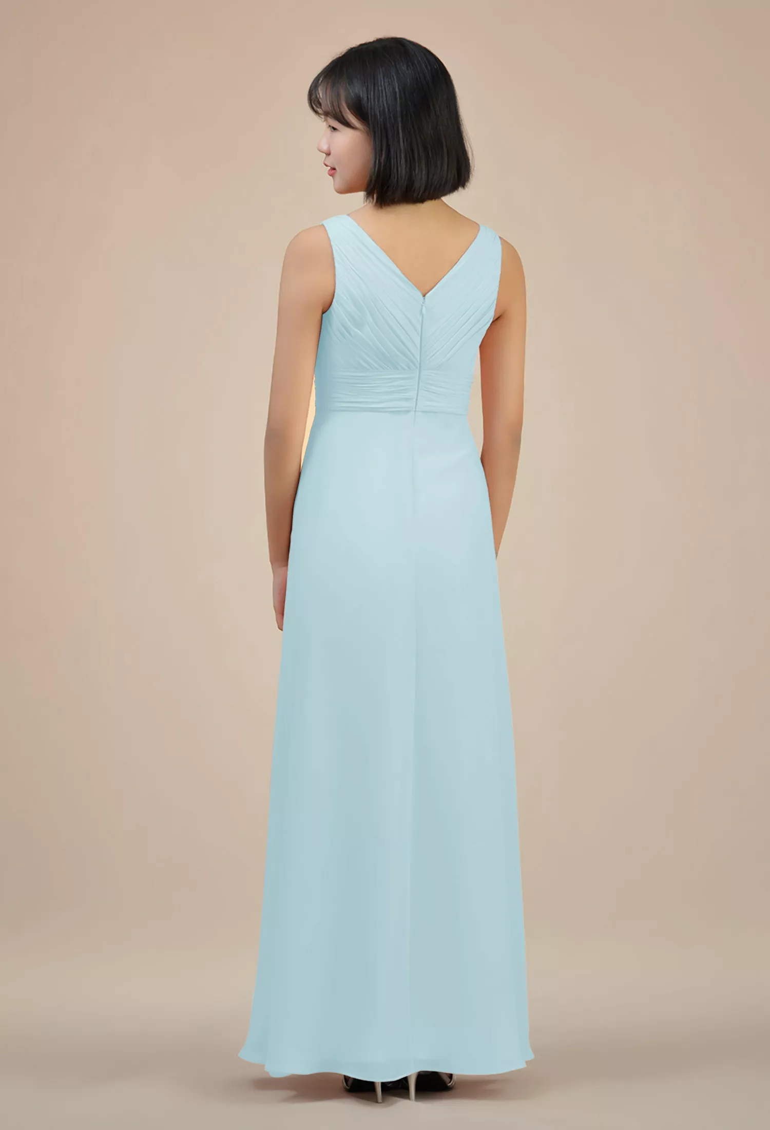 AW Megan Dress, Verdant Wilds Chiffon Knee Length V-Neck Bridesmaid ...
