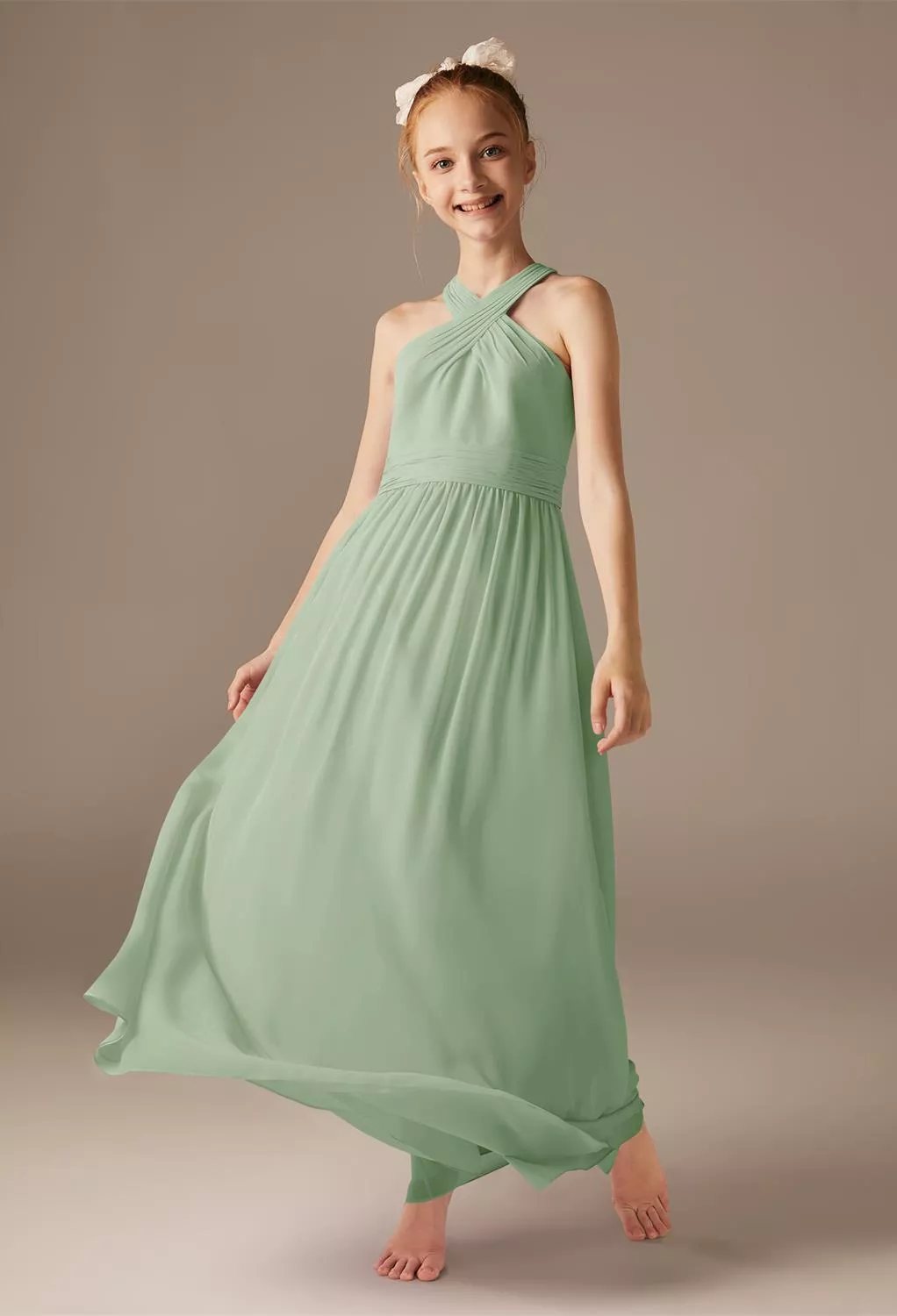 AW Josh Dress, Dusty Rose Chiffon Floor Length V-Neck Mother of the ...