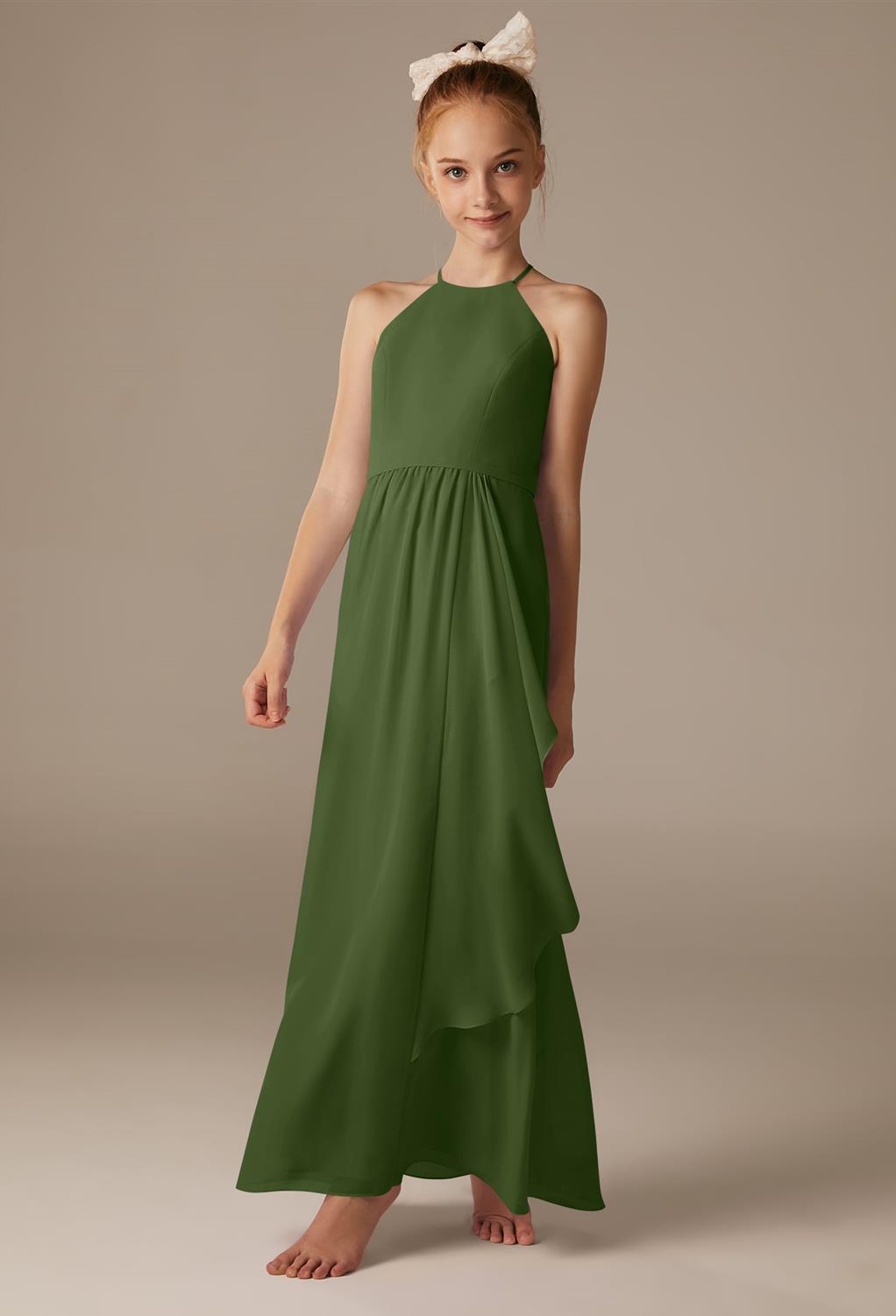 AW Jaydon Dress, Light Dusty Blue Chiffon Floor Length Square Neckline ...