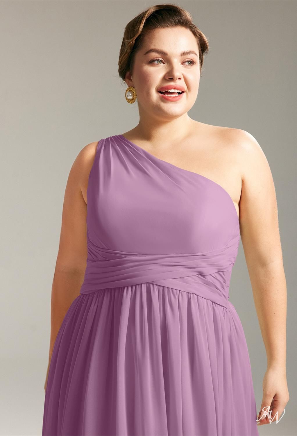 AW Raven Dress, Desert Rose Chiffon Floor Length One Shoulder ...