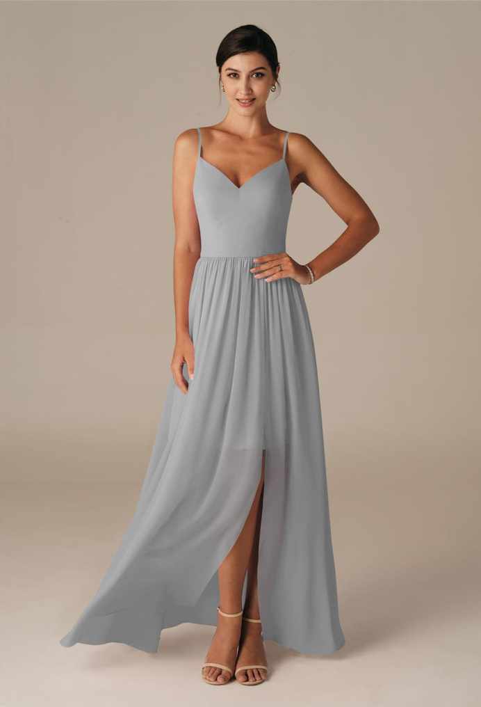 AW Leda Dress, Tea Green Shade Chiffon Knee Length Halter Neckline Bridesmaid Dresses | AW.Bridal