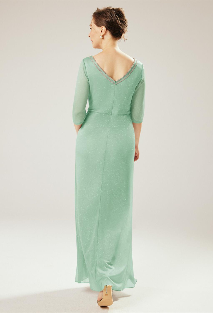 AW Brenda Dress, Burgundy Glitter Mesh Floor Length V-Neck Bridesmaid ...