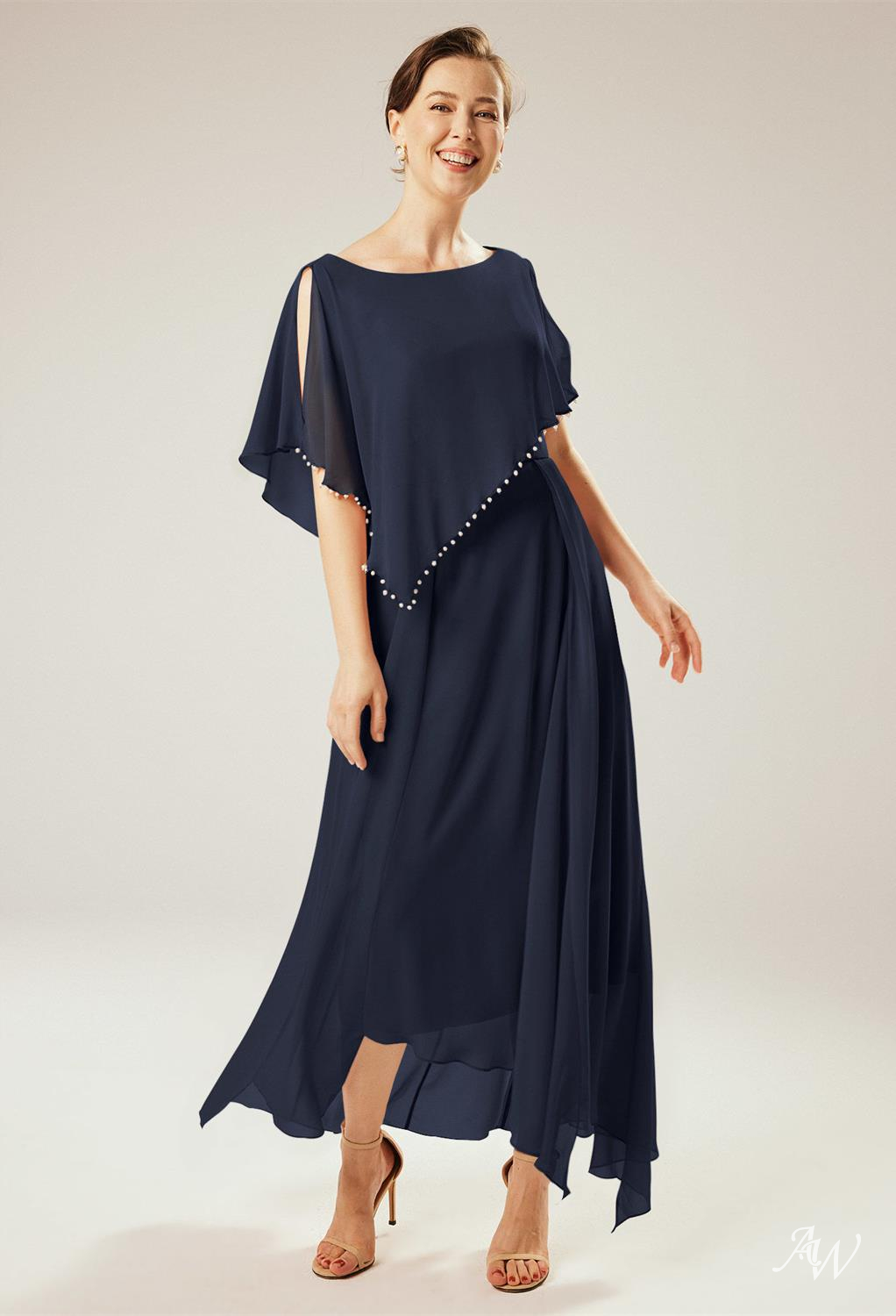 AW Orla Dress, Rust Chiffon Hi Lo Bateau Neckline Mother of the Bride ...