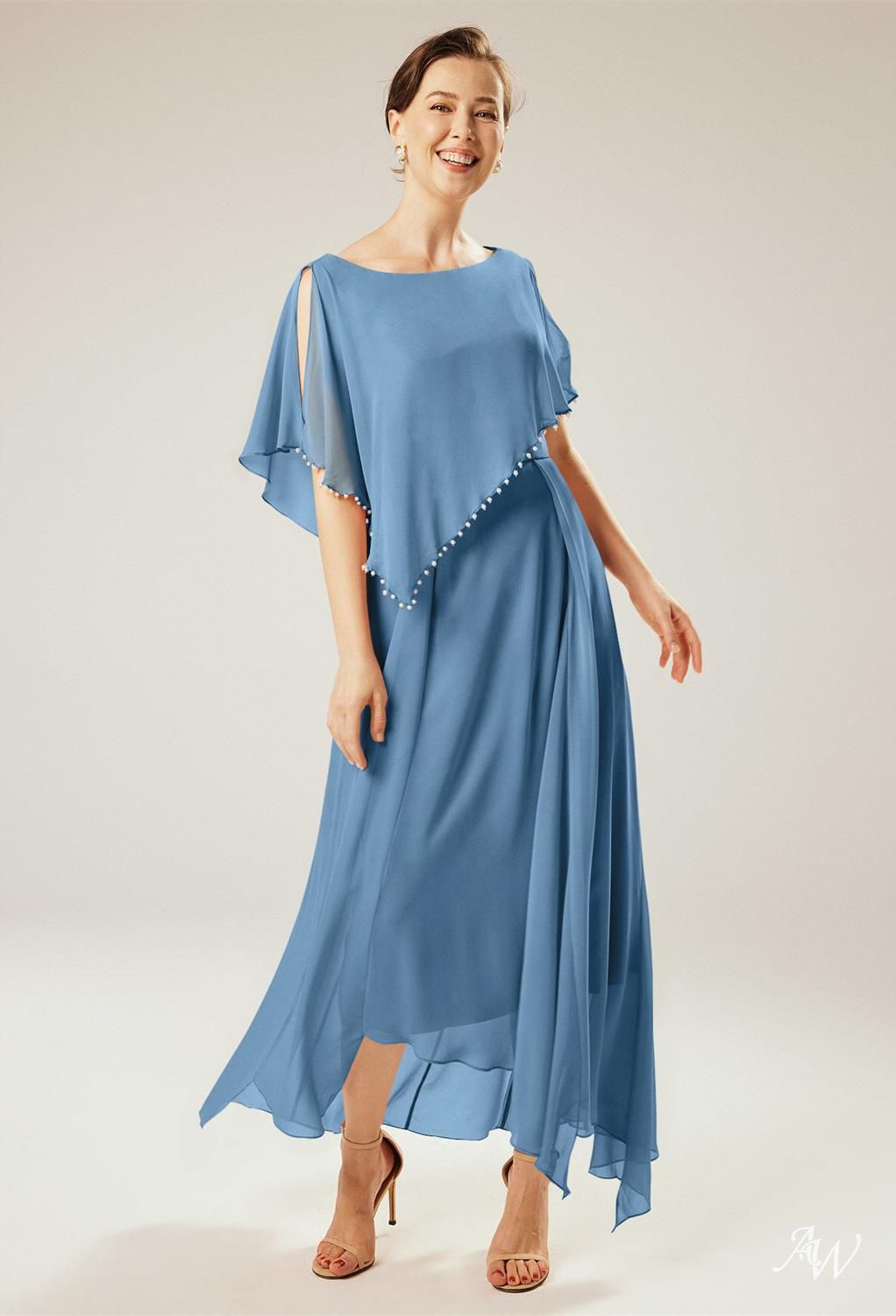 AW Orla Dress, Rust Chiffon Hi Lo Bateau Neckline Mother of the Bride ...