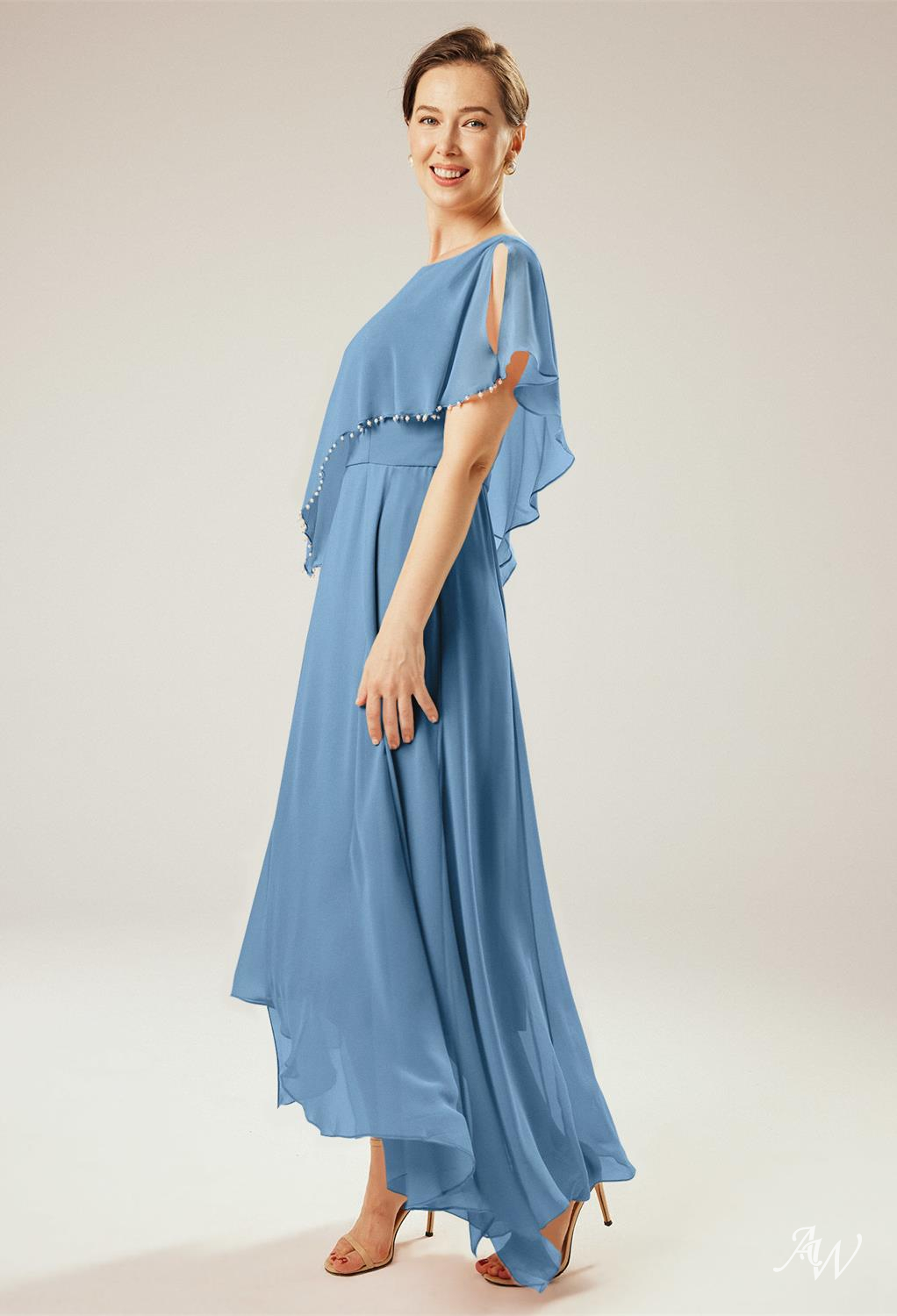 AW Orla Dress, Rust Chiffon Hi Lo Bateau Neckline Mother of the Bride ...