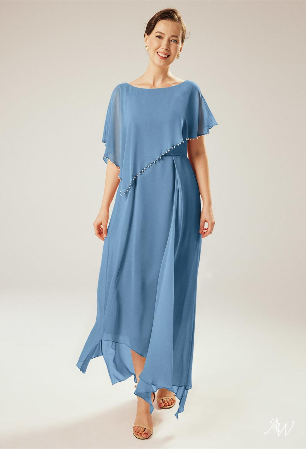 AW Orla Dress, Rust Chiffon Hi Lo Bateau Neckline Mother of the Bride ...