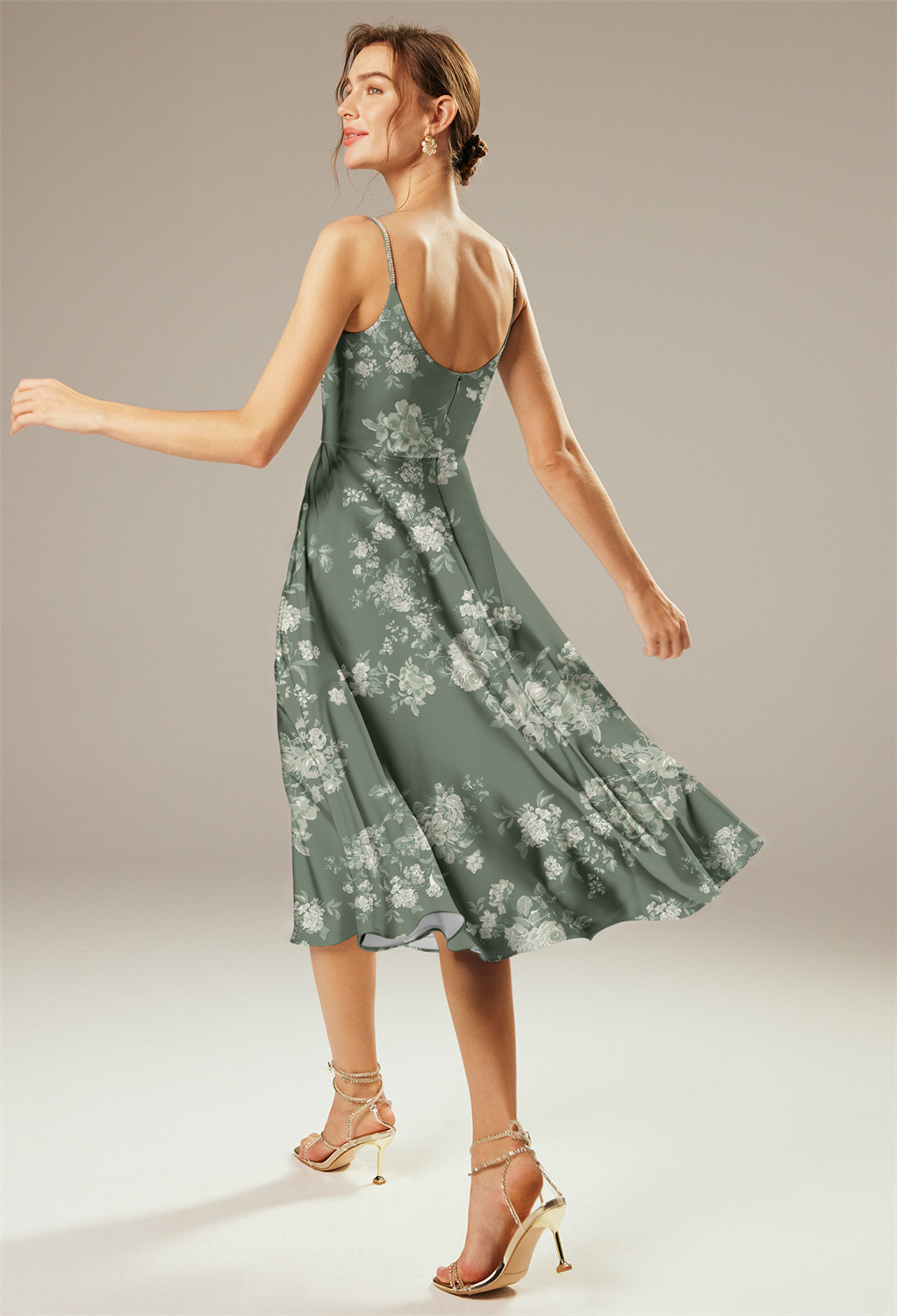 AW Rohan Dress, Fennel Seed Crystal Satin Satin Charmeuse Floor Length ...