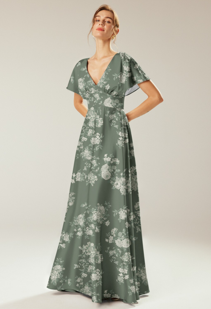 AW Mercy Dress, Taupe Satin Charmeuse Knee Length Halter Neckline ...