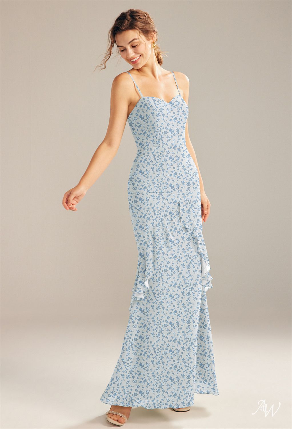 AW Claire Dress, Verdant Wilds Chiffon Floor Length Sweetheart Neckline Bridesmaid Dresses | AW ...