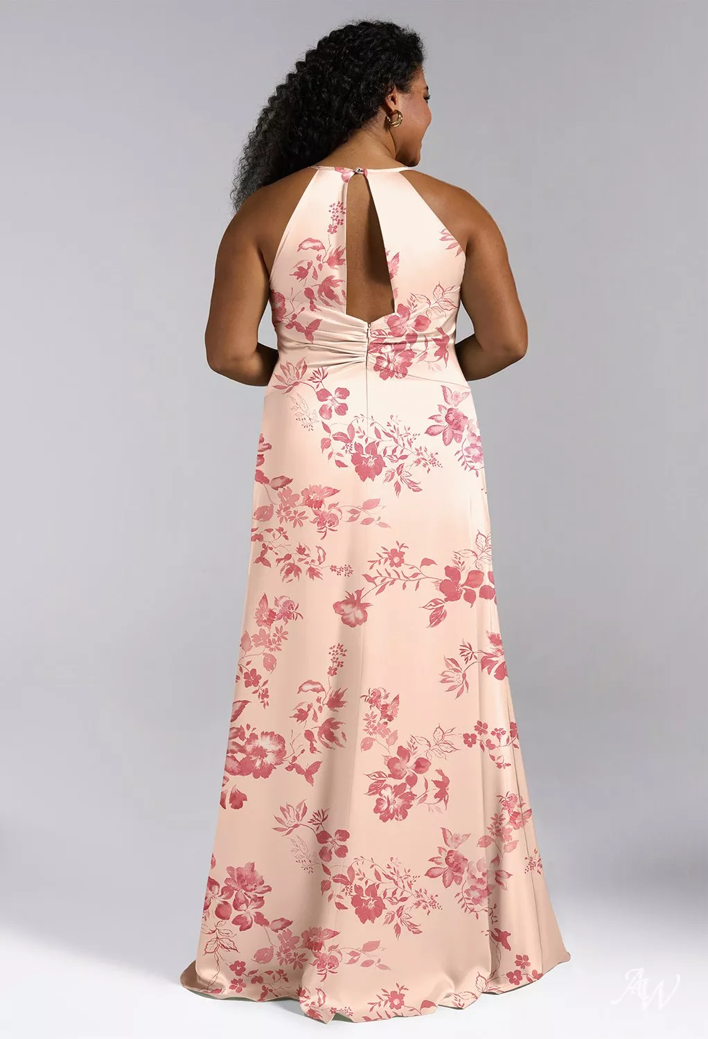 AW Largo Dress, Blushing Peonies Crystal Satin Satin Charmeuse Floor ...