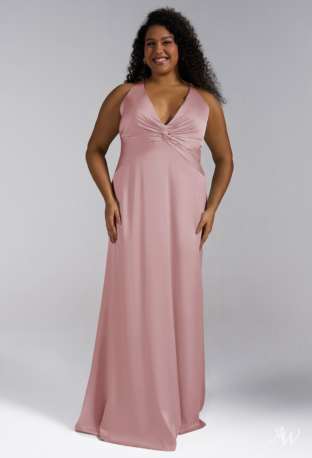 AW Largo Dress, Blushing Peonies Crystal Satin Satin Charmeuse Floor ...