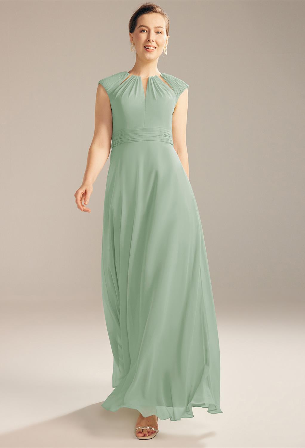 AW Zephyr Dress, Burgundy Chiffon Lace Floor Length Bateau Neckline ...