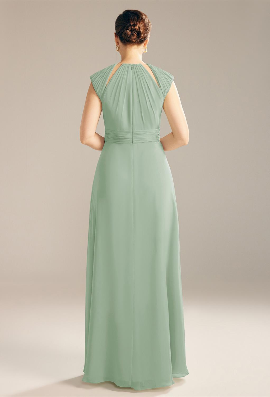 AW Zephyr Dress, Burgundy Chiffon Lace Floor Length Bateau Neckline ...