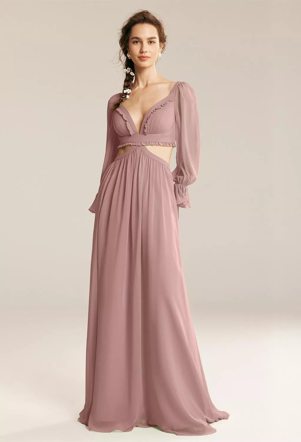 AW Meredith Dress, Dark Emerald Chiffon Floor Length Sweetheart ...