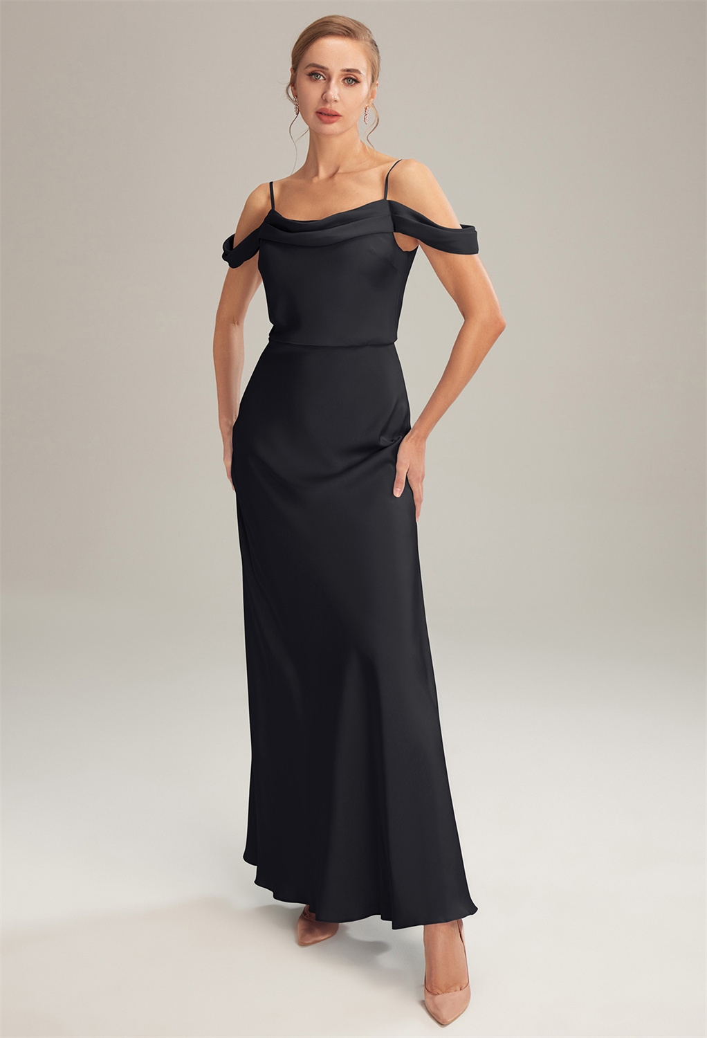 AW Dey Dress, Hunter Green Crystal Satin Satin Charmeuse Floor Length ...